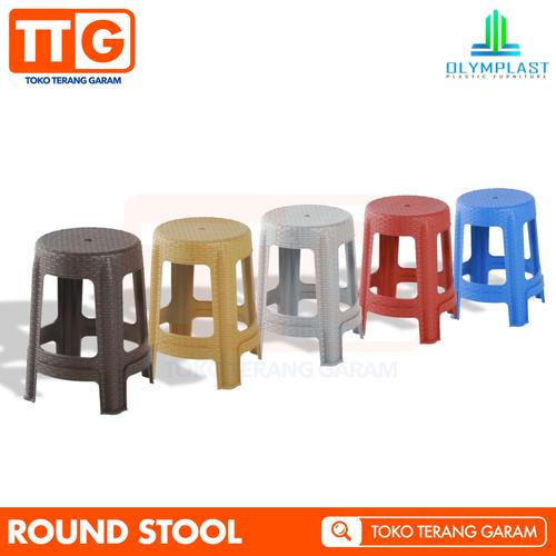 Promo OLYMPLAST Rattan Plastic Stool Chair Kursi Baso Plastik ROUND ...