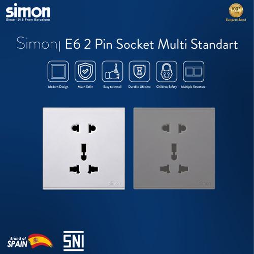 Jual Stop Kontak E6 Mutli Standart 2 Pin Socket Jakarta Barat Simon