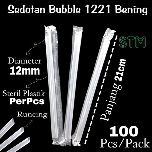 Promo sedotan bubble bening 1221 wf/hygienic seal cup straw+lancip ...