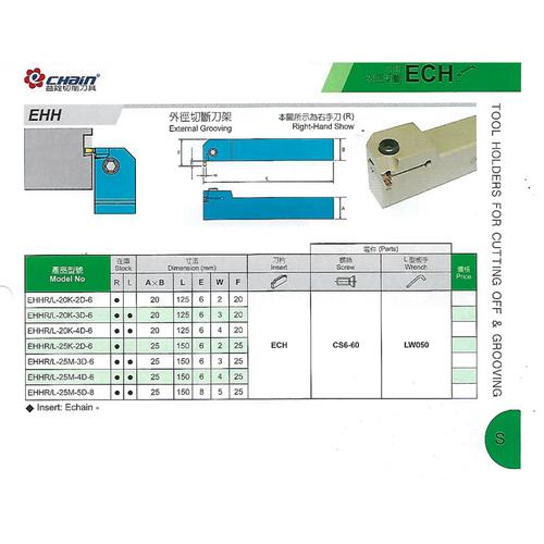Jual EHHR/L-25M ECHAIN TOOL HOLDER CUTTING OFF & EXTERNAL GROOVING ...