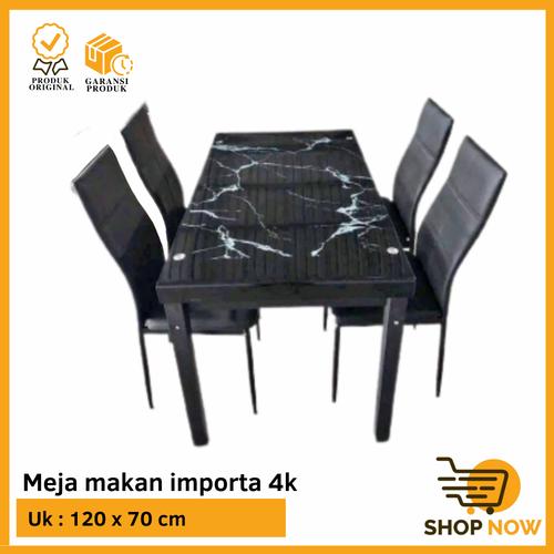 Jual Meja Makan Importa 4 kursi meja makan kaca rangka besi minimalis ...