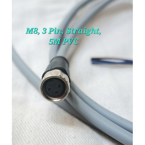 Jual M8 Cable connector for Sensor, PVC, 5 Meter - A. Lurus 3 Pin ...