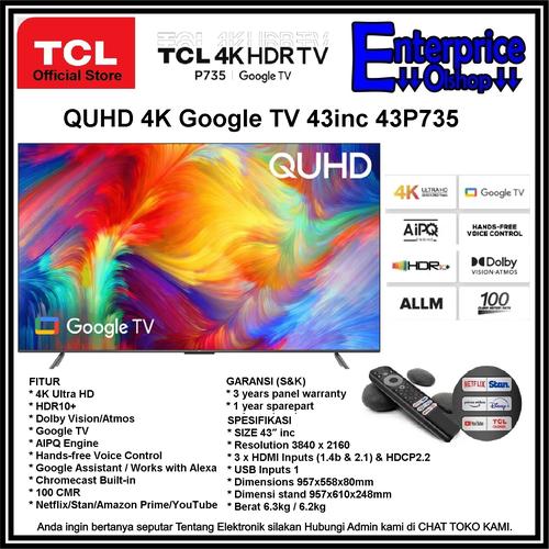 Jual TCL 43P735 UHD 4K Google TV 43inc / 43 P735 / 43-P735 - Jakarta ...