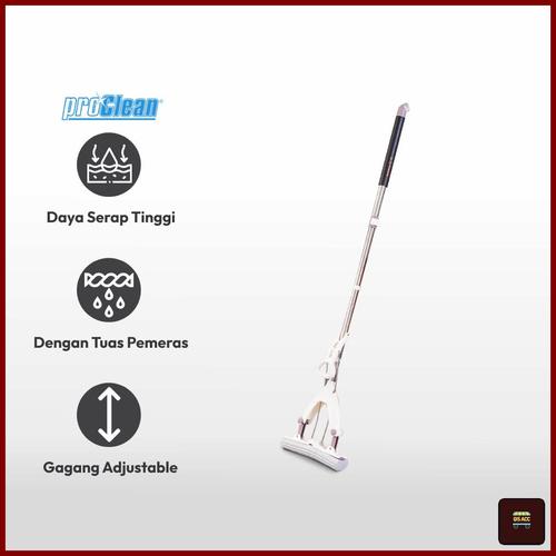 Jual PROCLEAN Alat Pel PVA Mop Tipe Klip Gagang Teleskopik - Krem ...