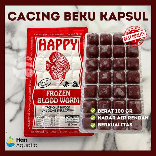 Jual Cacing Beku Kapsul Cube Bloodworm Happy Pakan Ikan 100 gram - Kota ...