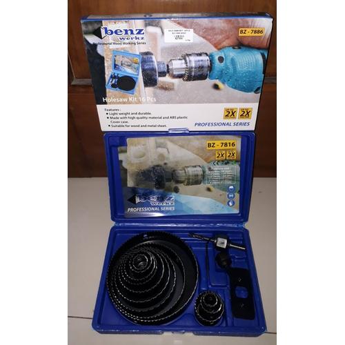 Jual Hole Saw Set Kit Set 16 pcs/Mata Bor Kayu Holesaw by Benz Werkz ...