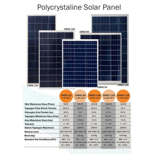 Jual SOLAR PANEL SURYA SOLARCELL PV CMOS 100WP POLYCRISTALINE 100 WATT ...