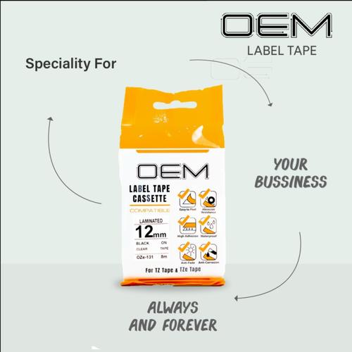 Jual OZe-131 OEM LABEL TAPE BROTHER 12mm Black On Clear - Kota Bandung ...