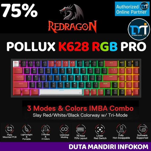 Promo Redragon POLLUX K628 RGB PRO - 75% Wireless Mechanical Gaming ...