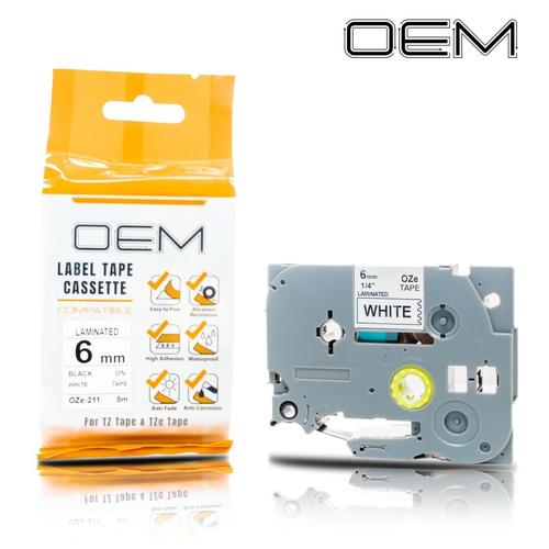 Jual OZe-211 OEM LABEL TAPE BROTHER 6mm Black On White - Kota Bandung ...