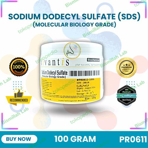 Jual SDS (Sodium Dodecyl Sulfate), Mol.Biology Grade |C12H25NaO4S, 100 ...