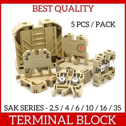 Jual Isi 5 Pcs SAK Series Terminal Block Kabel Mounting Din Rail 2.5 ...