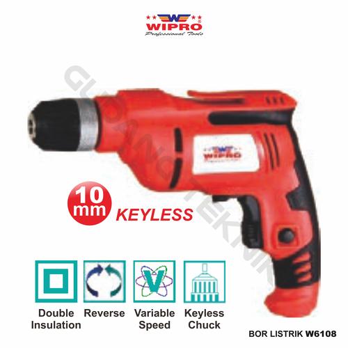 Jual Mesin Bor Listrik Keyless 10mm WIPRO W-6108 /Bor Besi kayu Beton ...