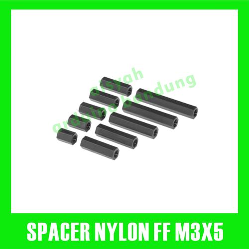 Promo Hitam Nylon M3x5 mm Pilar Spacer PCB Double Pass Standoff M3 5 ...