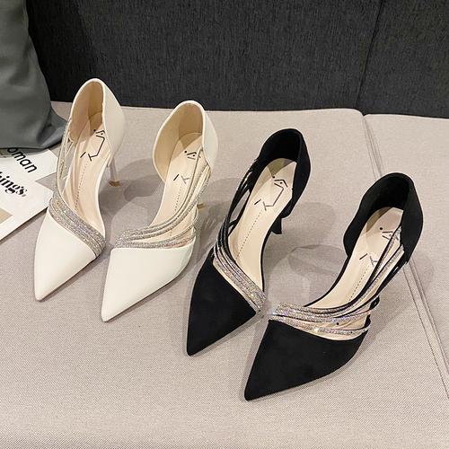 Jual BEIGE BLACK - Sepatu Heels pesta suede swarovski mewah 9cm import ...