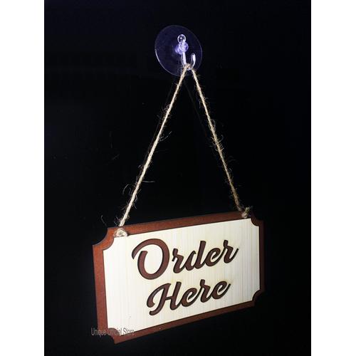 Promo Wooden Sign Order Here Gantung - Kayu Order Disini Untuk Cafe ...