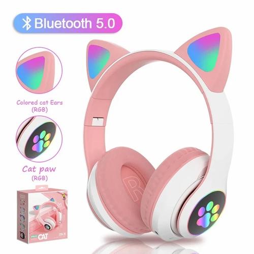 Jual Headphone Anak Model Telinga Kucing LED Wireless Bluetooth 5.0 ...