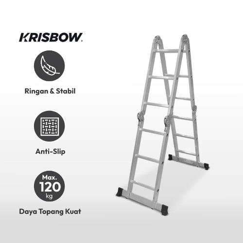 Jual TANGGA LIPAT KRISBOW ALUMUNIUM MULTIPURPOSE LADDER 4X3 STEPS 3.36M ...