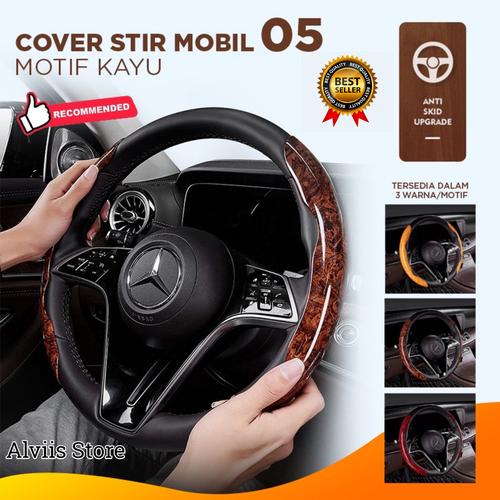Jual Cover Stir Mobil 05 Motif Kayu/ Sarung Stir mobil 05 Motif Kayu ...