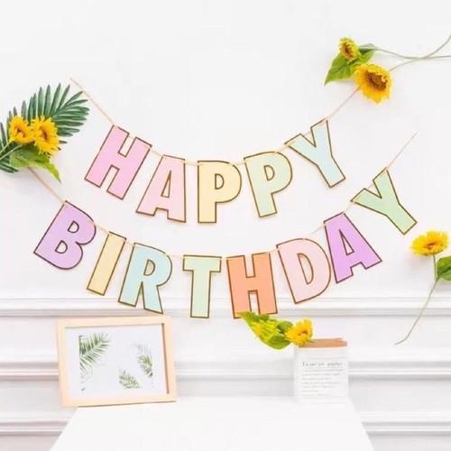 Jual Banner HBD Macaron | Bunting Flag HBD Pastel | Banner Pelangi ...