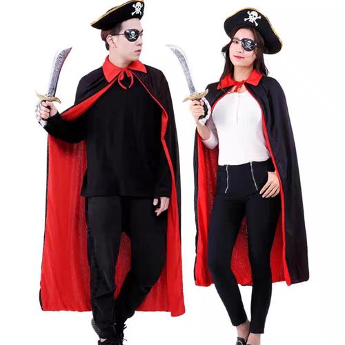 Jual Black Red Reversible Pirate Cape Cloak Halloween Jubah Bajak Laut ...