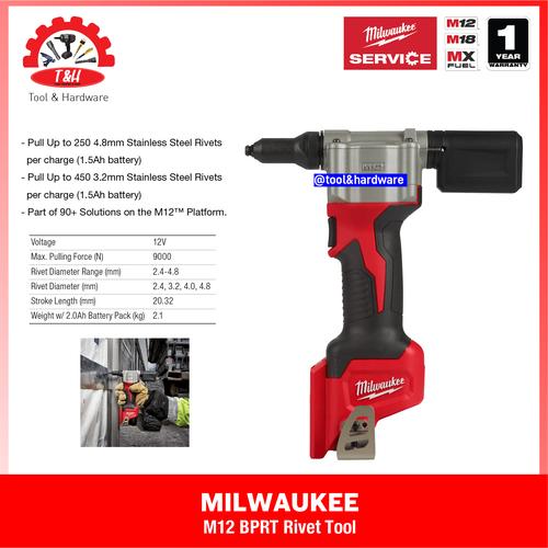 Jual Mesin Rivet Mur 12 Volt M12 BPRT | Rivet Tool Milwaukee (bare unit ...