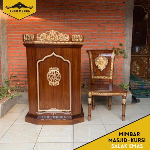 Jual Mimbar Minimalis Masjid Kayu Jati Ukiran+Kursi Majlis- 80 x 60 x ...
