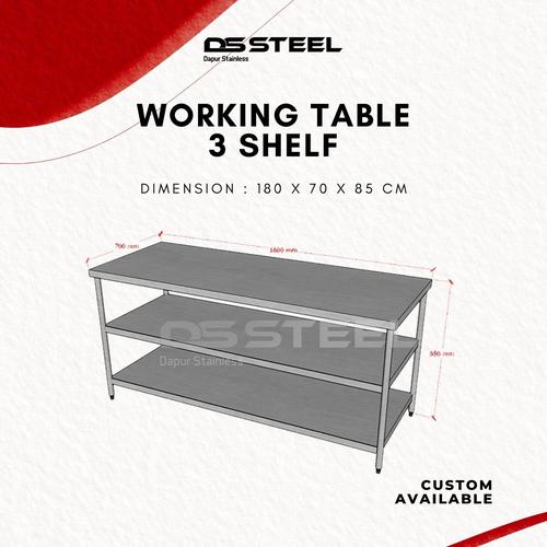 Jual Working Table 3 Shelf Ukuran 180 x 70 x 85 cm / SS 201 - Kota ...