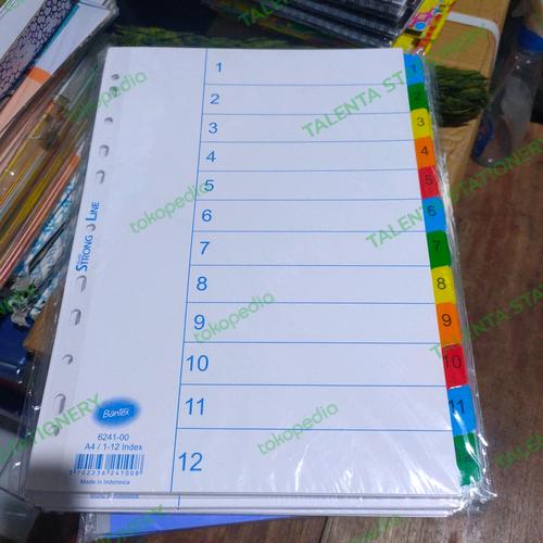 Jual Kertas pembatas Bantex A4 angka 1-12 6241-00 pembatas binder ...