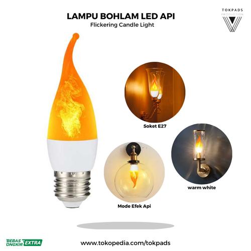 Jual Lampu LED Api Bohlam Flickering Candle Light Bulb Cafe E27 Warm ...