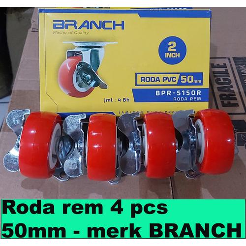 Jual Roda REM 4 pcs pvc 2 Inch 50mm merk Branch Roda Etalase Roda Troli ...