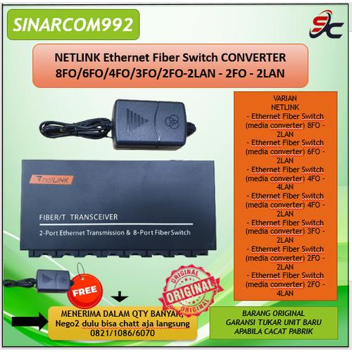 Jual NETLINK Ethernet Fiber Switch CONVERTER 8FO/6FO/4FO/3FO/2FO-2LAN ...