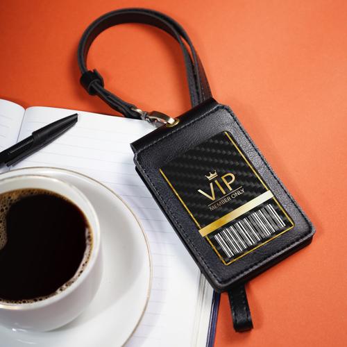 Jual Name Tag Dua Sisi Magnet ID Card Holder Lanyard 2 Sisi Kulit ...