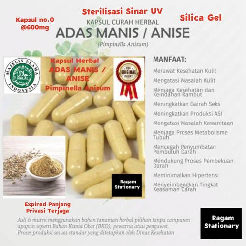 Jual KAPSUL BUBUK ADAS MANIS ANISE HERBAL JAMU OBAT CURAH 100 BUTIR ...