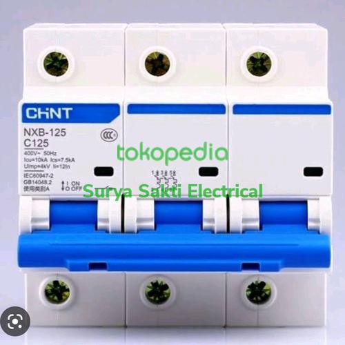 Jual MCB Chint NXB-125 3P / 3phase / 3 phase 10kA 125A nxb125 3p 125a ...