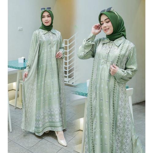 Jual baju gamis lebaran terbaru warna sage sania maxi full motif - sage ...