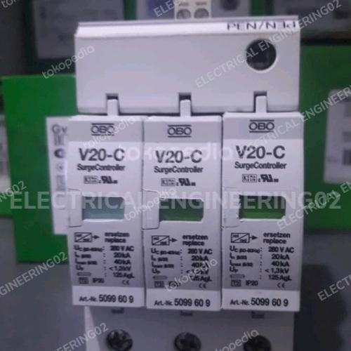 Jual PENANGKAL PETIR SURGE ARRESTER OBO 3P V20-C 280VAC / 40KA ...