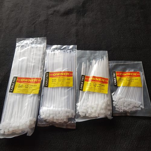 Jual 100pcs Kabel Ties 10cm 15cm 20cm 25cm Hitam Putih OWNER - Putih ...