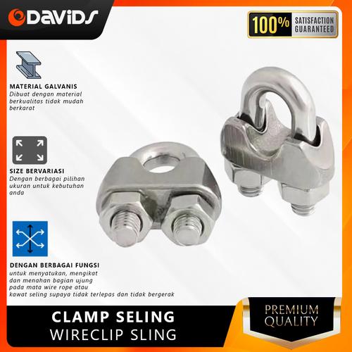 Jual Klem Seling Clamp Sling Kuku Macan Galvanis Wire Rope Clip - 1/4 ...