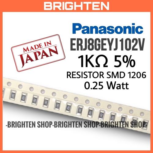Jual PANASONIC Resistor SMD 1 Kohm 5% 1206 1K 1/4 Watt 0.25W Japan ...