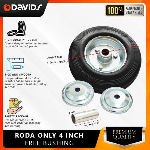 Jual Roda Troli Karet Caster Gerobak Ban Troly Only 4 Inch Plus Bushing ...