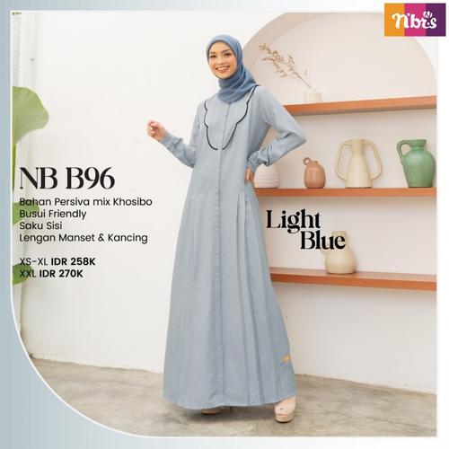 Jual Gamis Nibras NB B96 Warna Biru Muda Light Blue Plain Dress Pastel ...