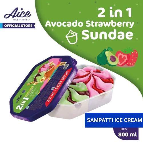 Jual AICE ICE CREAM SUNDAE 2IN1 AVOCADO & STRAWBERRY - Tanpa ice gel ...
