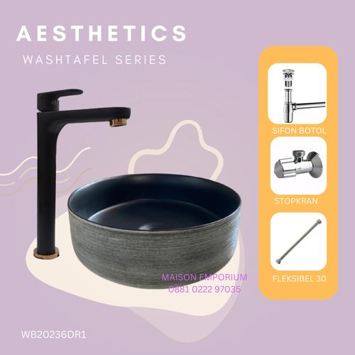 Jual Wastafel Hitam Bulat Meja Aesthetic / Washtafel Jayco + Keran Kran ...