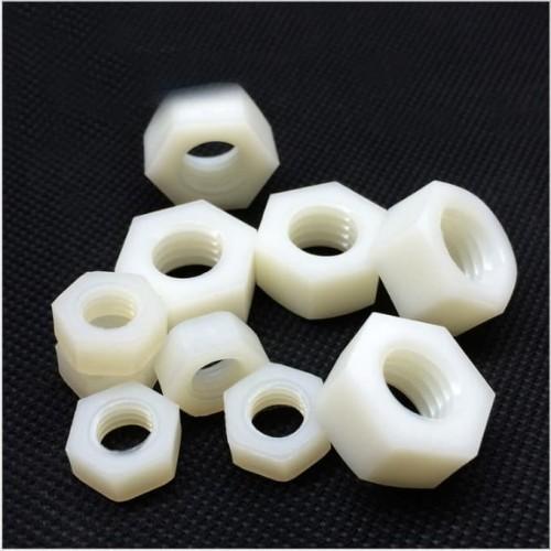 Jual White Nylon Nut M5 hole 5mm drat plastik hex hexagonal MUR nilon 5 ...
