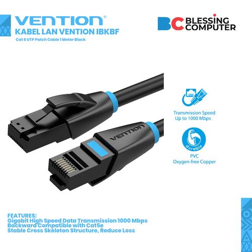 Jual KABEL LAN VENTION IBKBF Cat 6 UTP Patch Cable 1 Meter Black - Kota Denpasar - Blessing ...