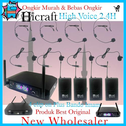 Jual Mic wireless 4 chanel Clip on plus headset bando Hicraft 2.4H ...