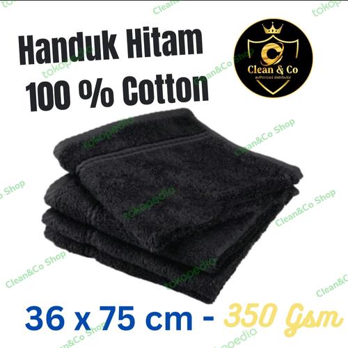Jual HANDUK HITAM POLOS 100 % COTTON UKURAN 36 x75 TEBAL 350 GSM - 2PCS ...