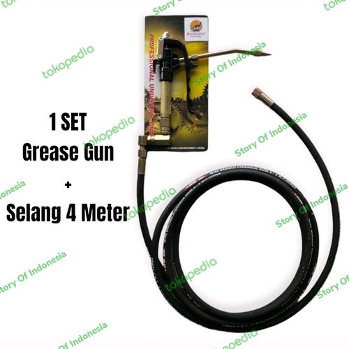 Jual Hand Grease Gun Pompa Angin + Selang Hose Pneumatic 1/4" female ...
