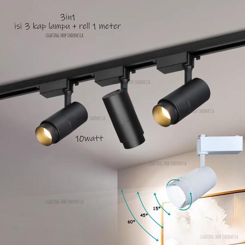 Jual Lampu sorot rell led 10w spotlight 15 derajat flexible 1set isi 2 ...